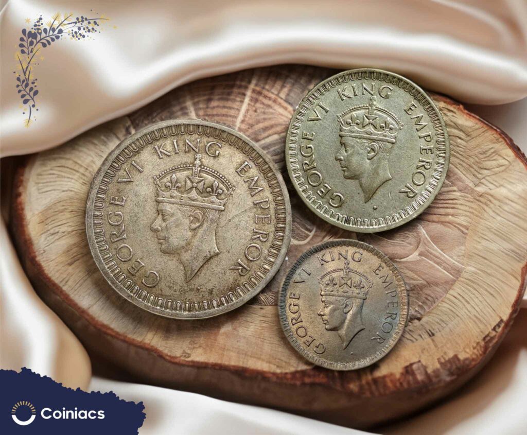 Set of 3 George VI King Emperor Silver old coins - Coiniacs