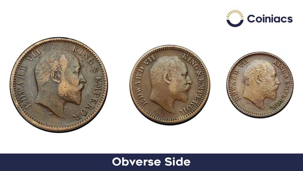 Set of 3 Edward VII King & Emperor Bronze old coins-Coiniacs