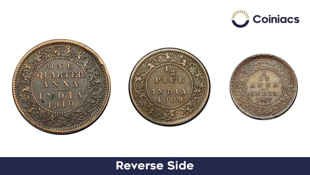 Set of 3 Edward VII King & Emperor Bronze old coins-Coiniacs