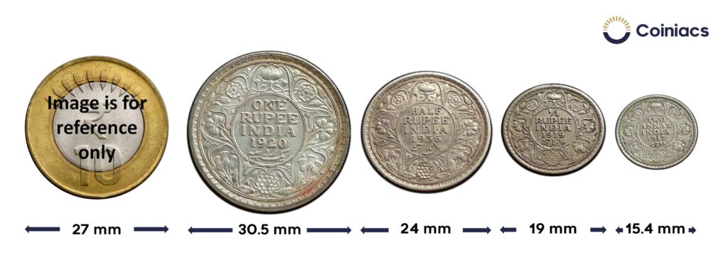 Set of 4 George V King Emperor Silver old coins - Coiniacs