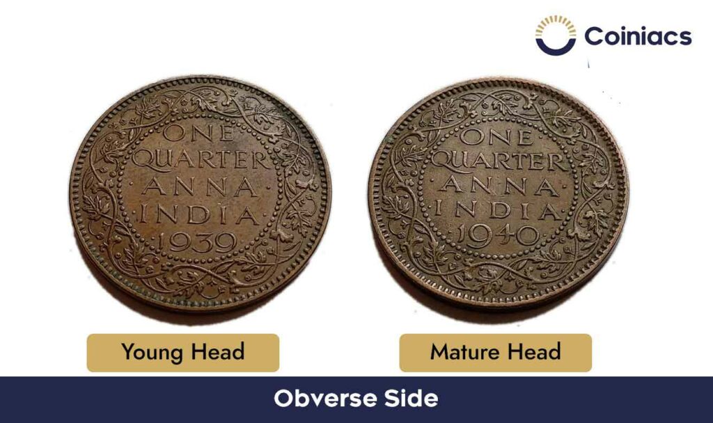 Set of 2 George VI Quarter Anna Bronze old coins - Coiniacs