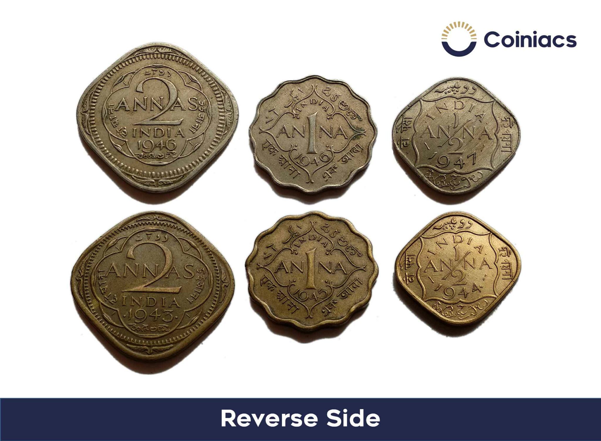 Set of 4 George VI King Emperor Bronze old coins - Coiniacs