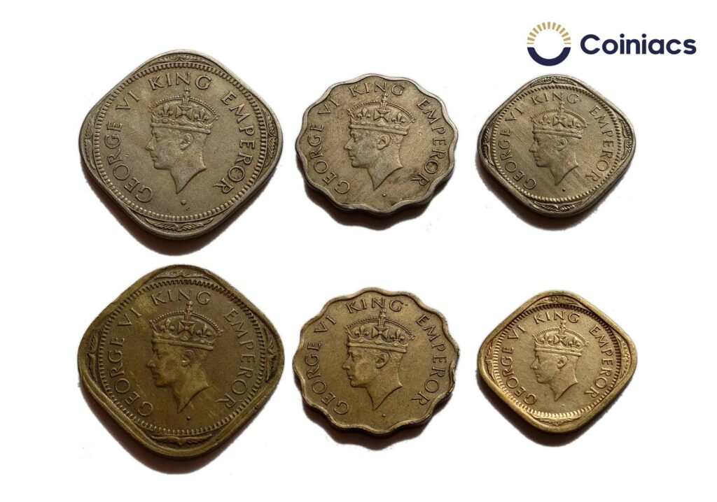 Set of 4 George VI King Emperor Bronze old coins - Coiniacs