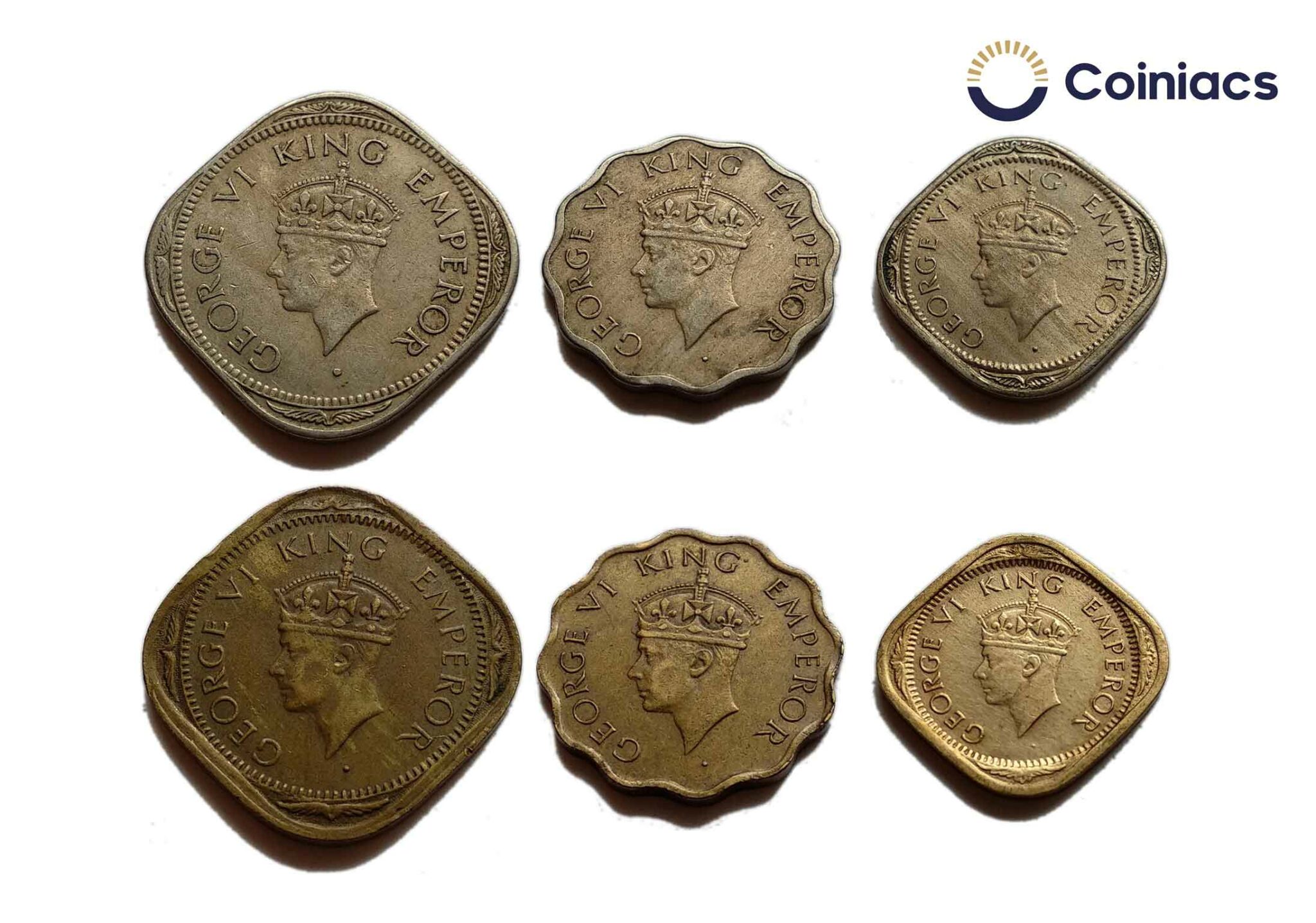 Set of 4 George VI King Emperor Bronze old coins - Coiniacs