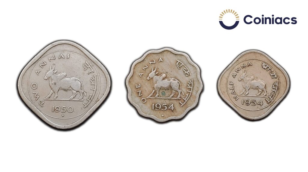 Set of 2 Annas, 1 Anna, ½ Anna Republic Indis coins - Coiniacs