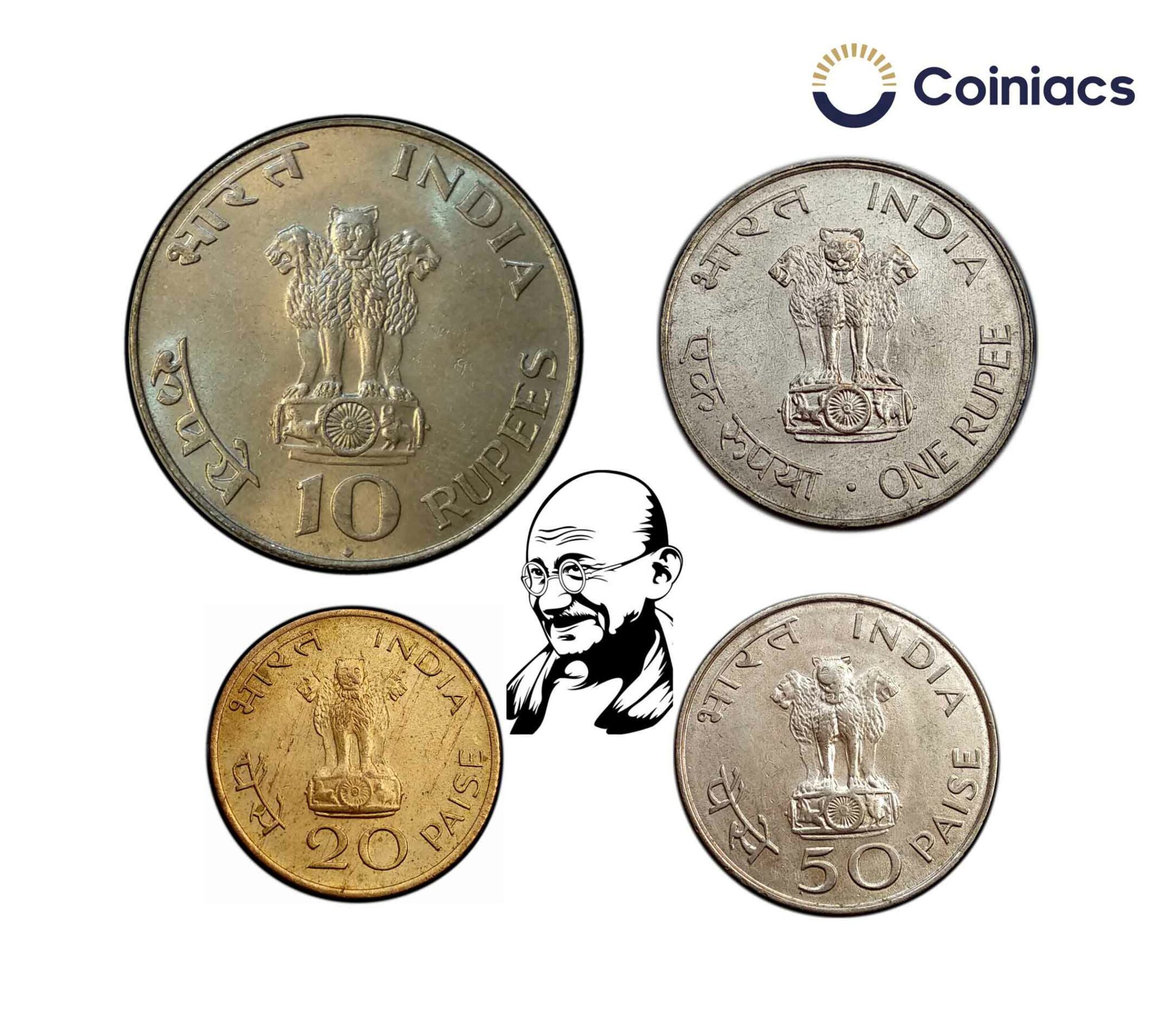 Set of 4 commemorative Centennial - Mahatma Gandhi?s Birth coins 1969 ...