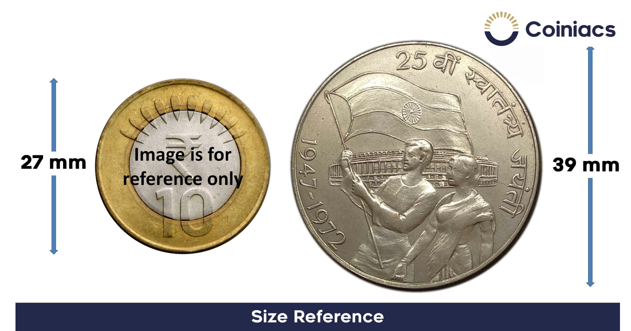 10 Rupees 25th anniversary of Independence 1972 commemorative coin ...