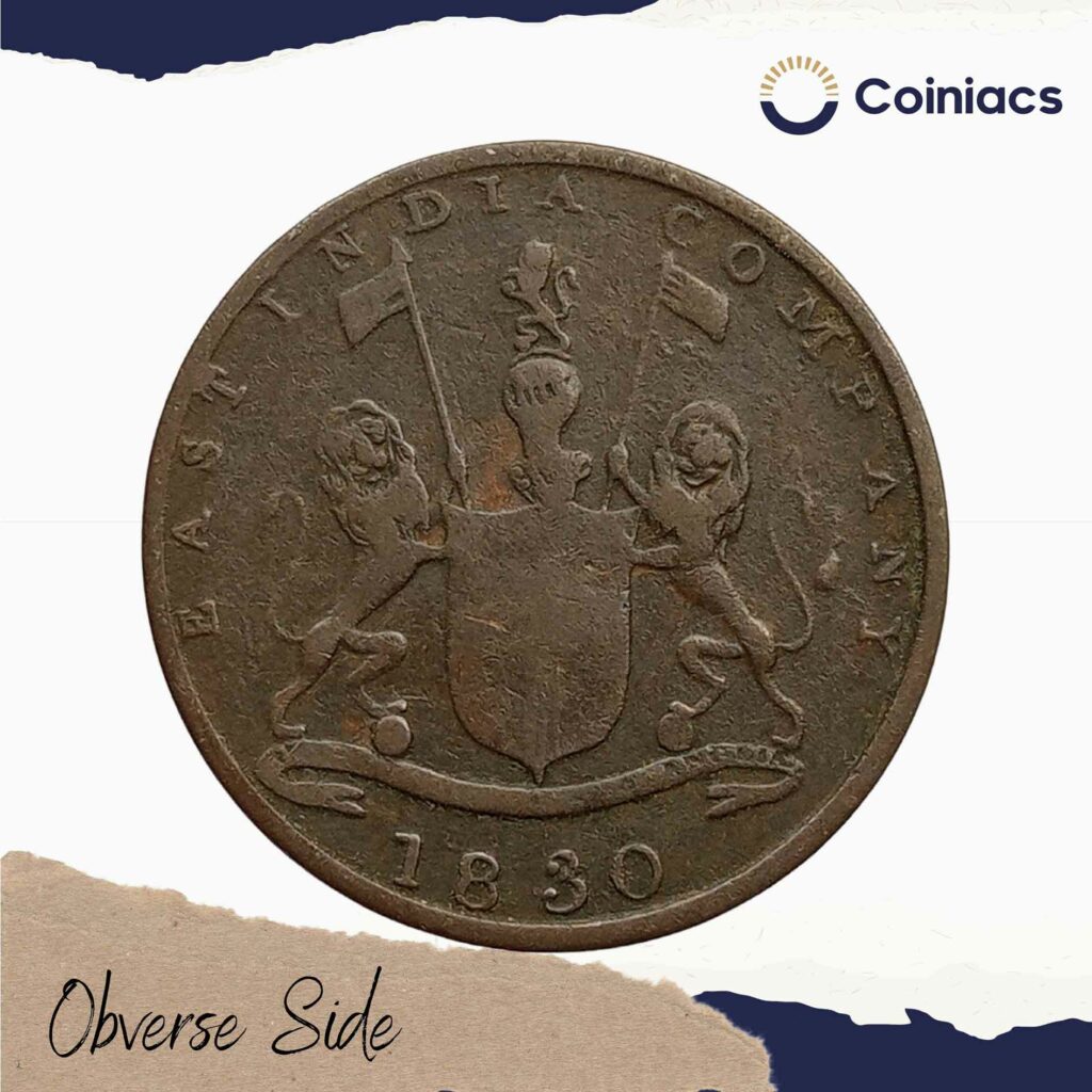 Quarter Anna East India Company 1830 CE Copper coin, Bombay Presidency ...