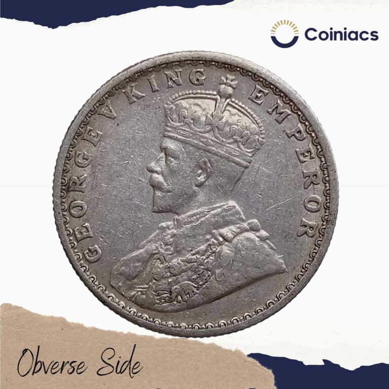 Half Rupee George V King Emperor 1917 Silver coin, British India ...