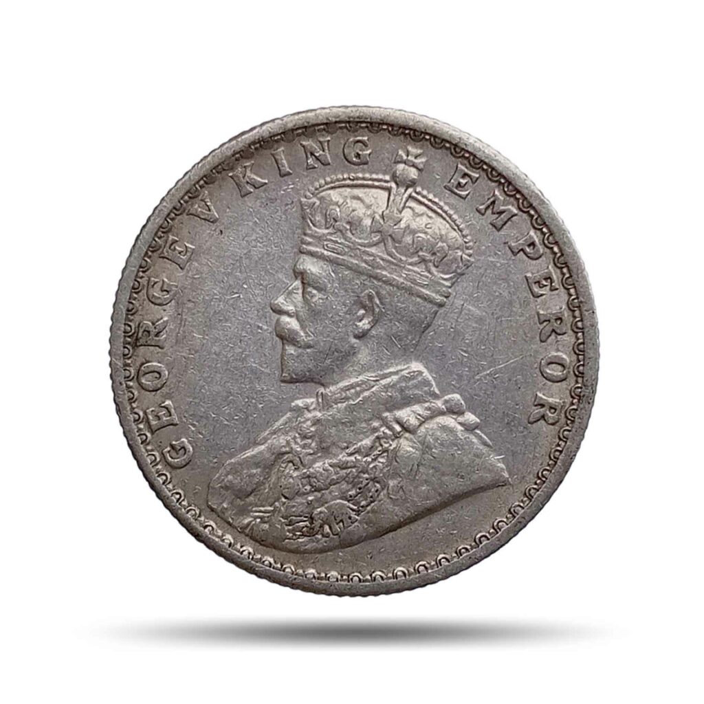 Half Rupee George V King Emperor 1917 Silver coin, British India ...