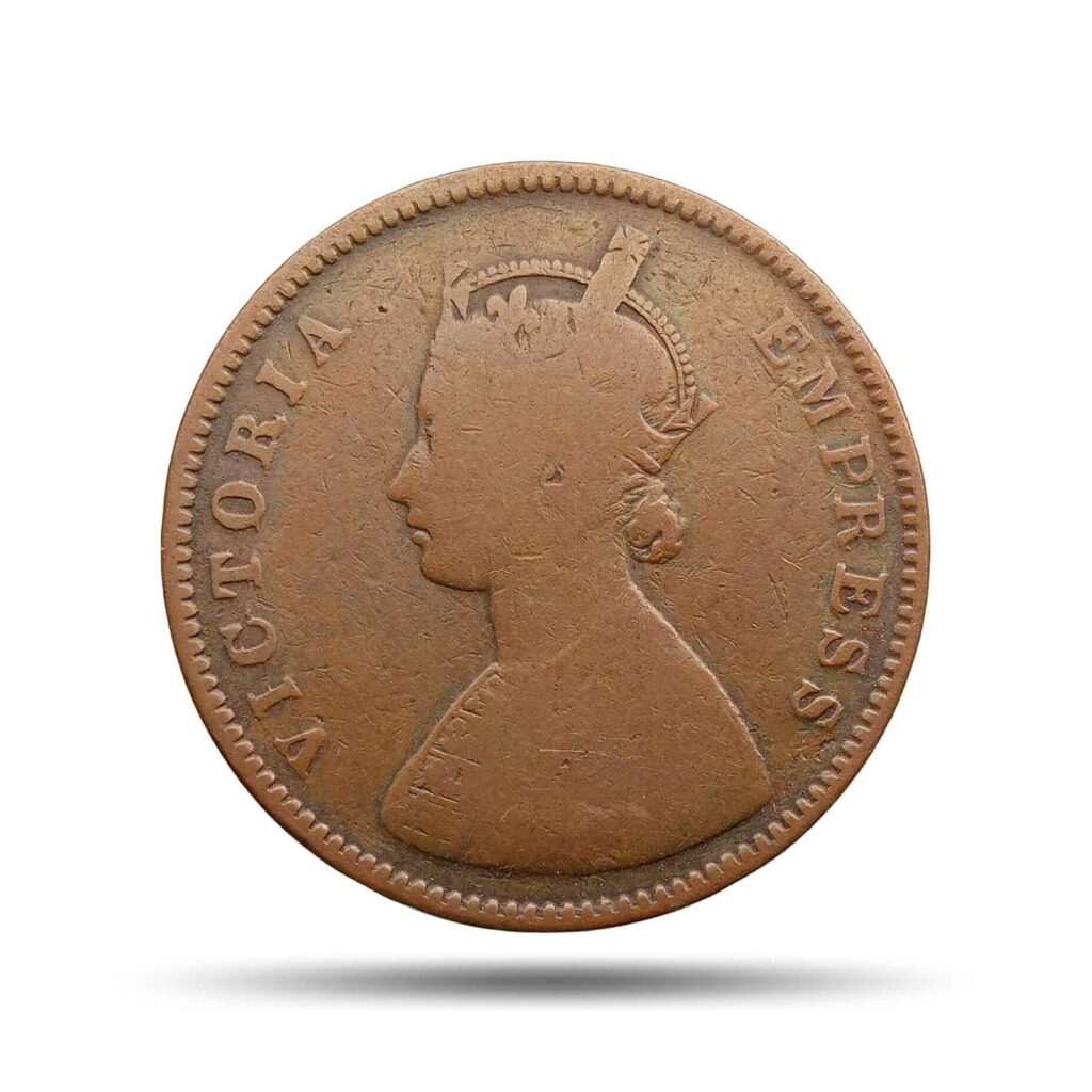 Half Anna Victoria Empress 1877 CE Copper coin, British India Uniform ...