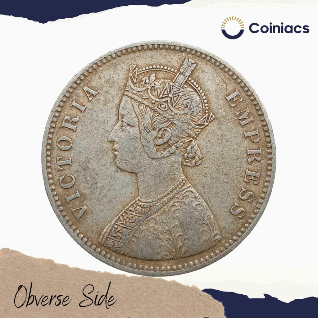 One Rupee Victoria Queen Empress 1882 CE Silver coin, British India ...