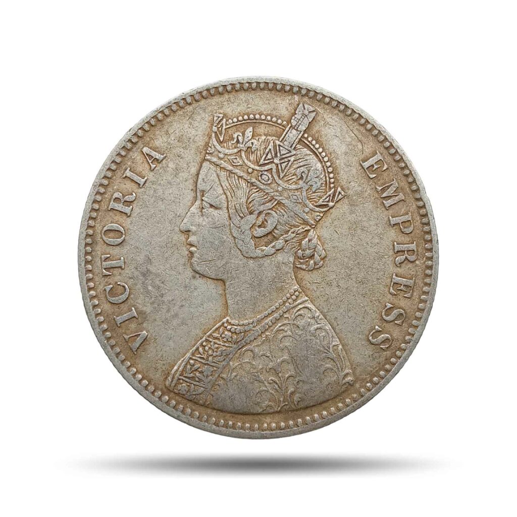 One Rupee Victoria Queen Empress 1882 CE Silver coin, British India ...