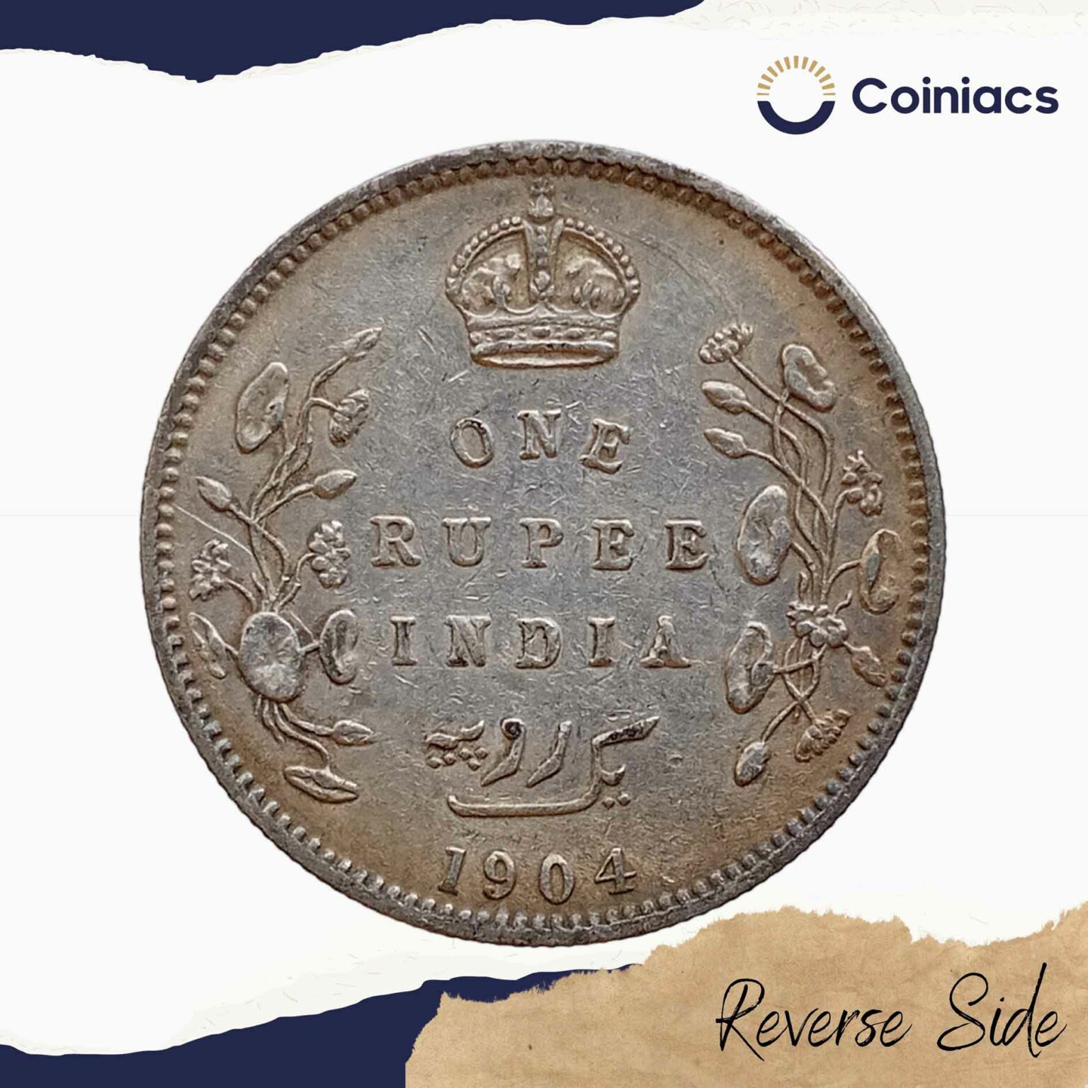 One Rupee Edward VI King & Emperor 1904 CE Silver Old Coin, British ...