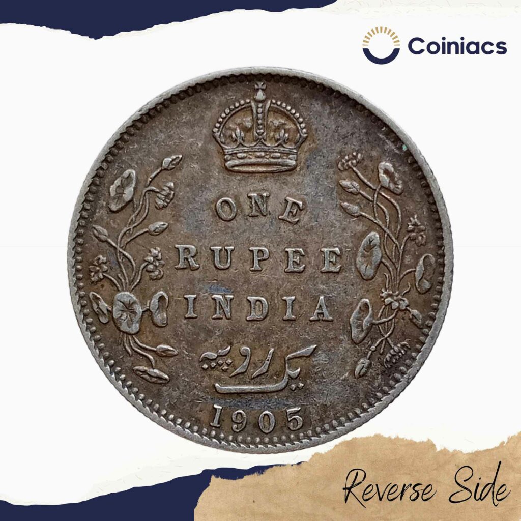 One Rupee Edward VI King & Emperor 1905 CE Silver Old Coin, British ...
