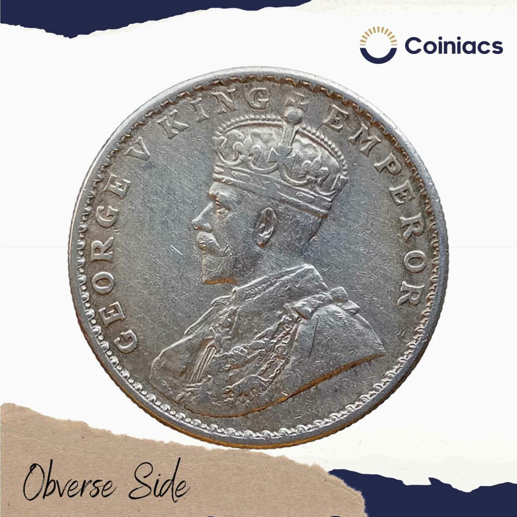 One Rupee George V King Emperor 1914 CE Silver Old Coin, British India ...