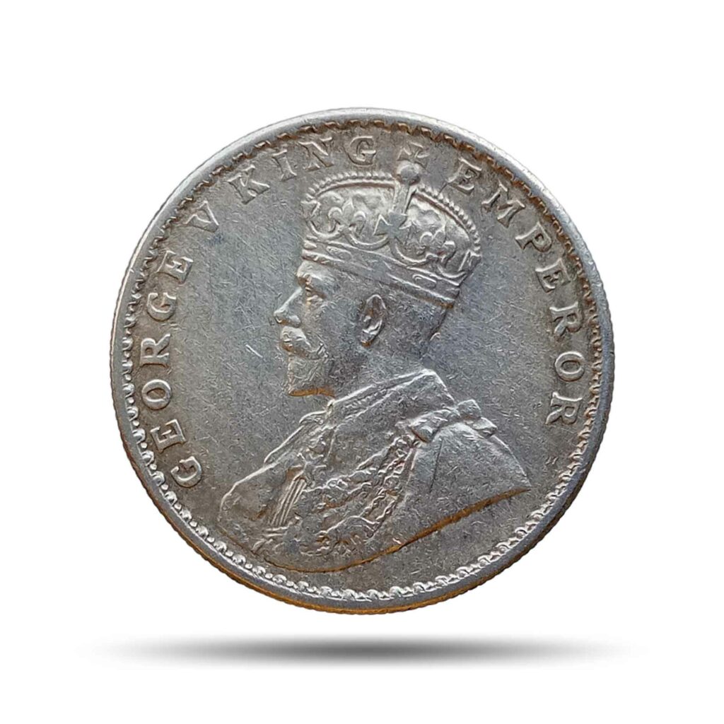 One Rupee George V King Emperor 1914 CE Silver Old Coin, British India ...