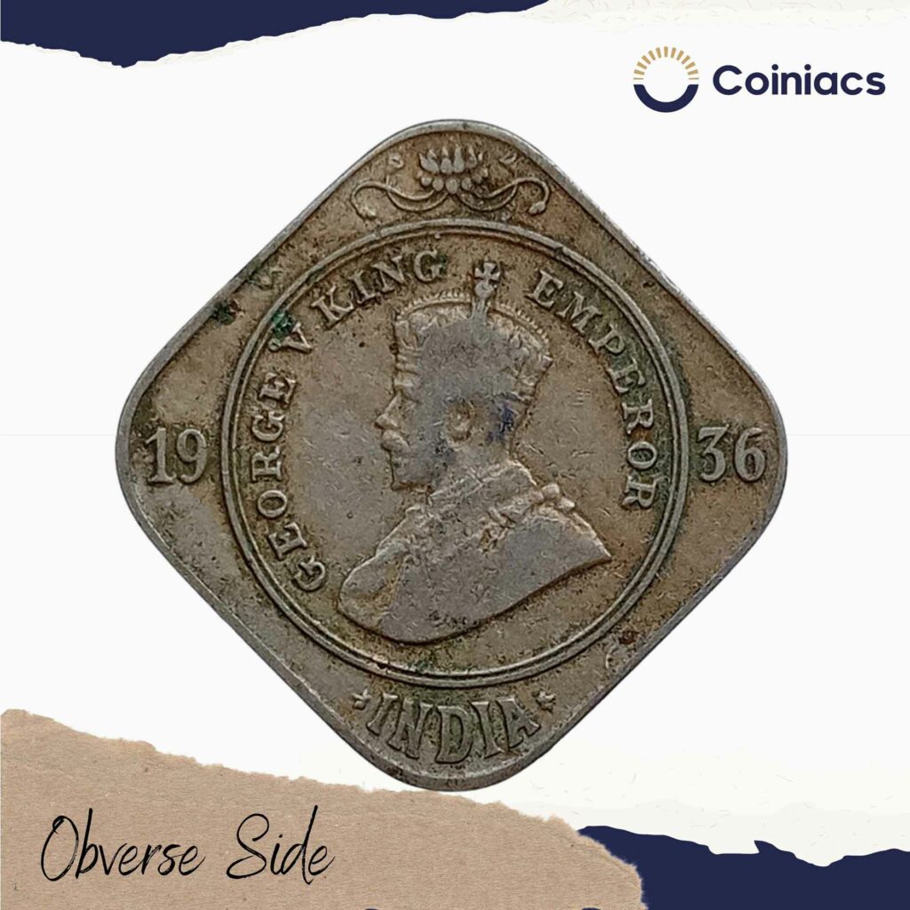 2 Annas George V King Emperor 1918-1936 CE Copper-Nickel Old Coin ...