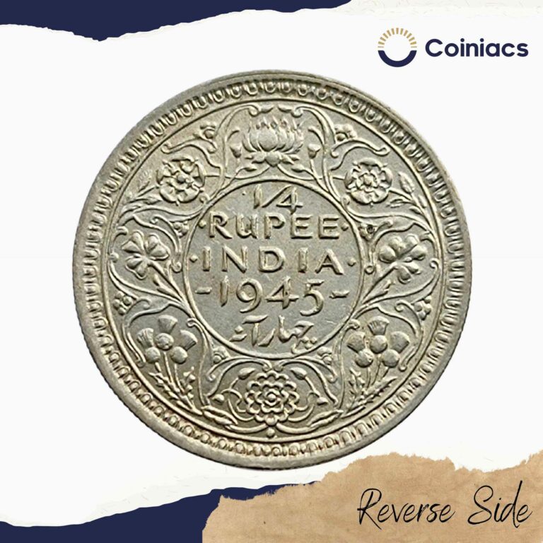 Scarce Large 5 1/4 Rupee George VI 1945 CE Bombay Mint Silver Old Coin ...
