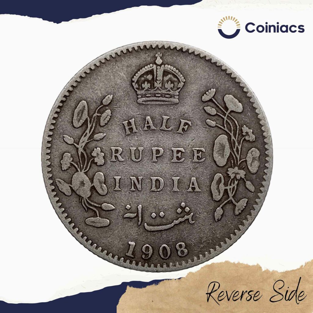 Half Rupee Edward VII King And Emperor 1908 Silver Coin, British India ...
