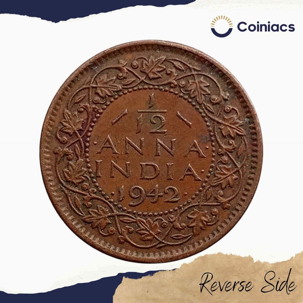 1/12 Anna George VI King & Emperor Scarce 1942 Bronze Coin, British ...