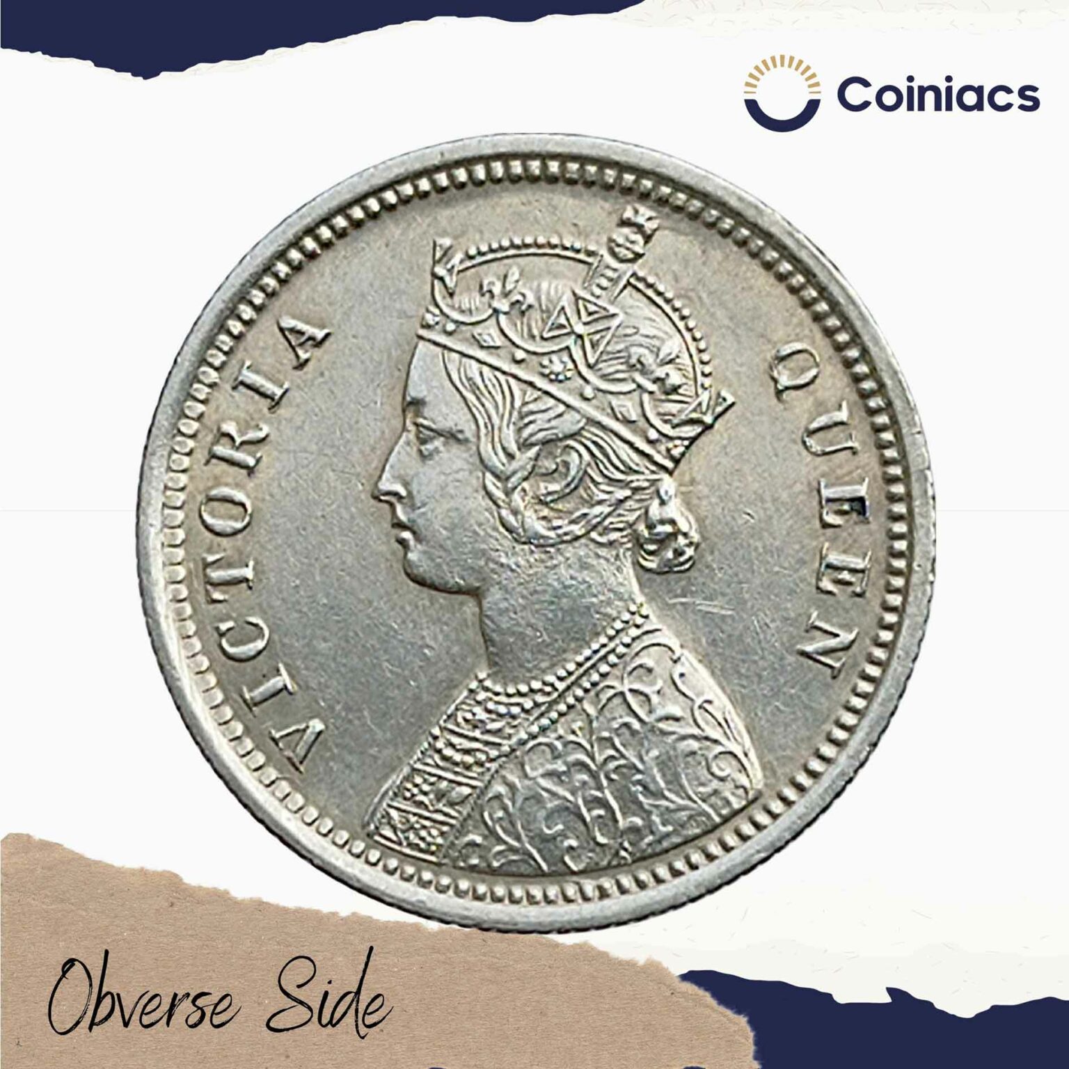 1/4 Rupee Victoria Queen 1862 Silver Coin, British India Uniform ...