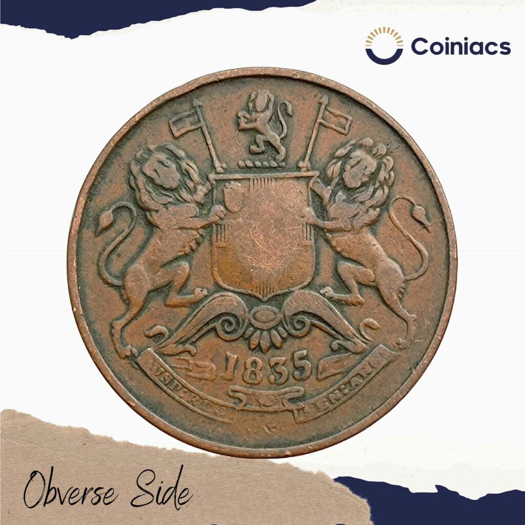 Half Anna East India Company 1835 Copper Coin, British India Uniform ...