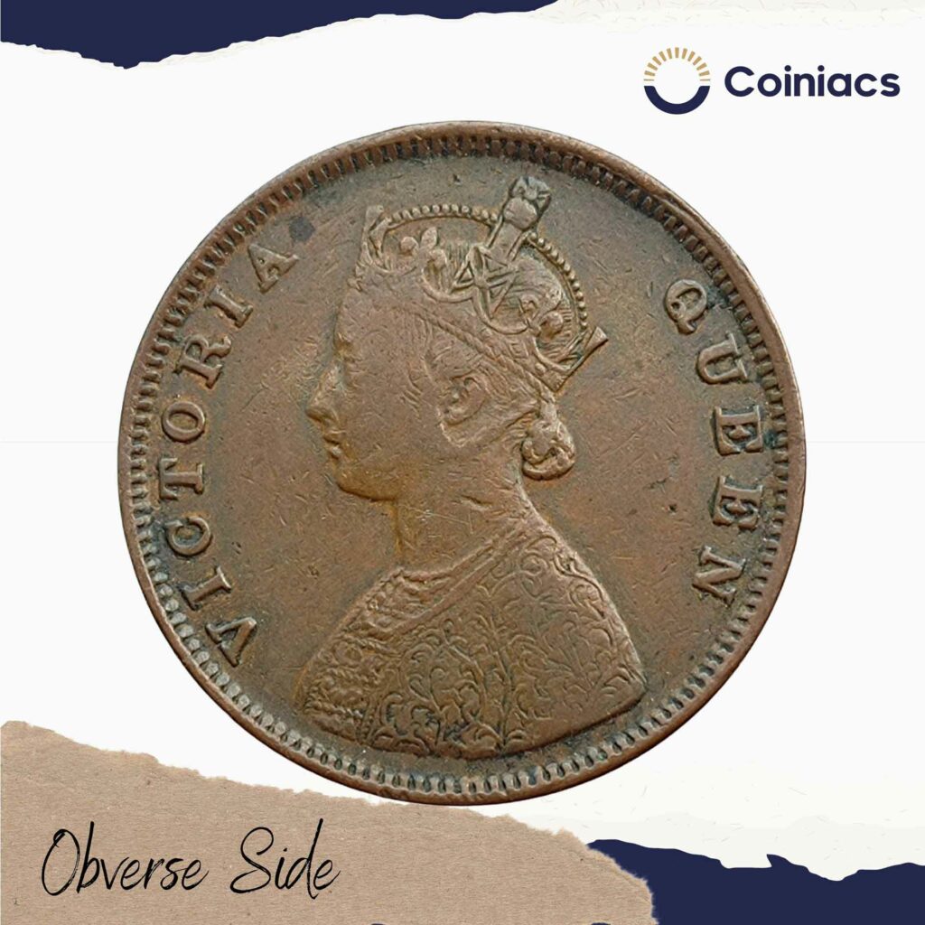 Scarce Half Anna Victoria Queen 1862 Copper Coin, British India Uniform ...
