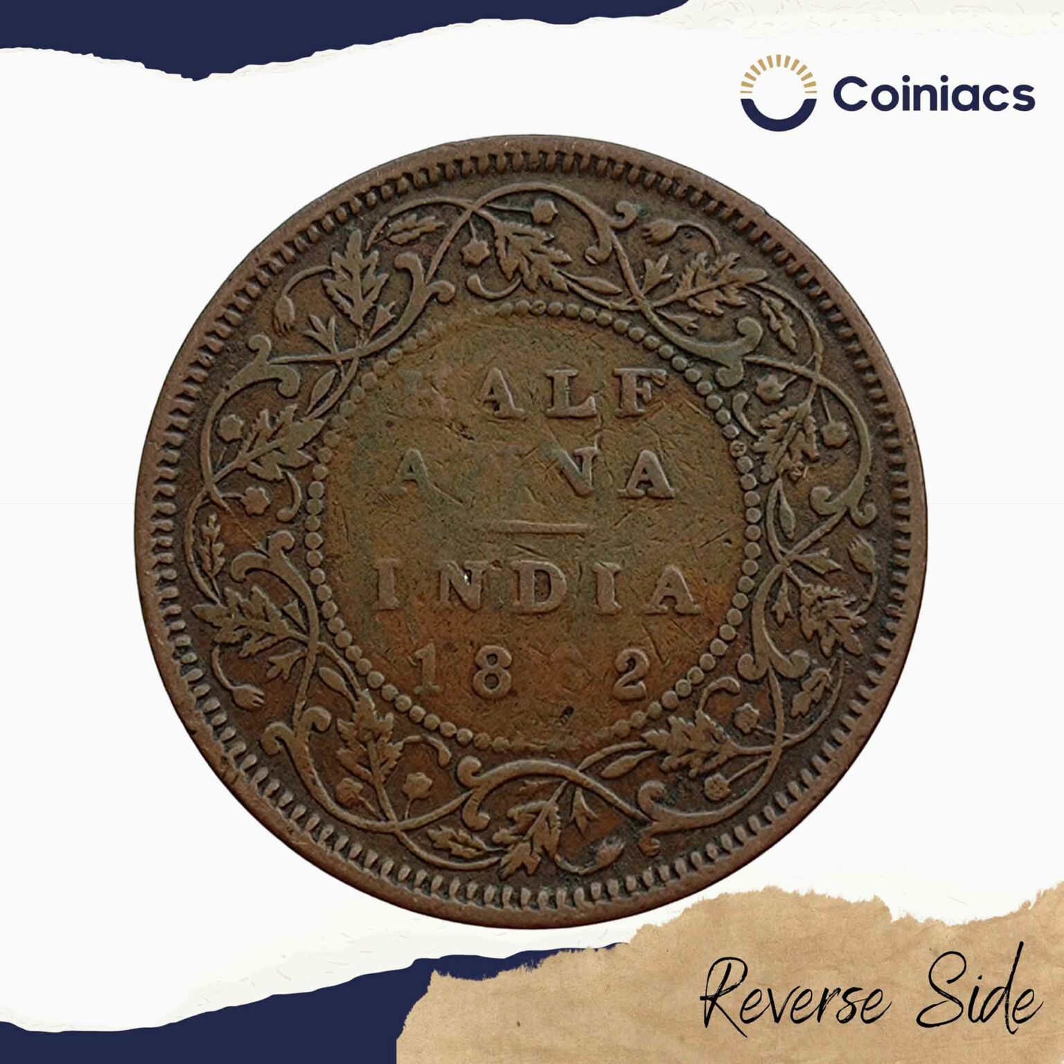 Scarce Half Anna Victoria Queen 1862 Copper Coin, British India Uniform ...