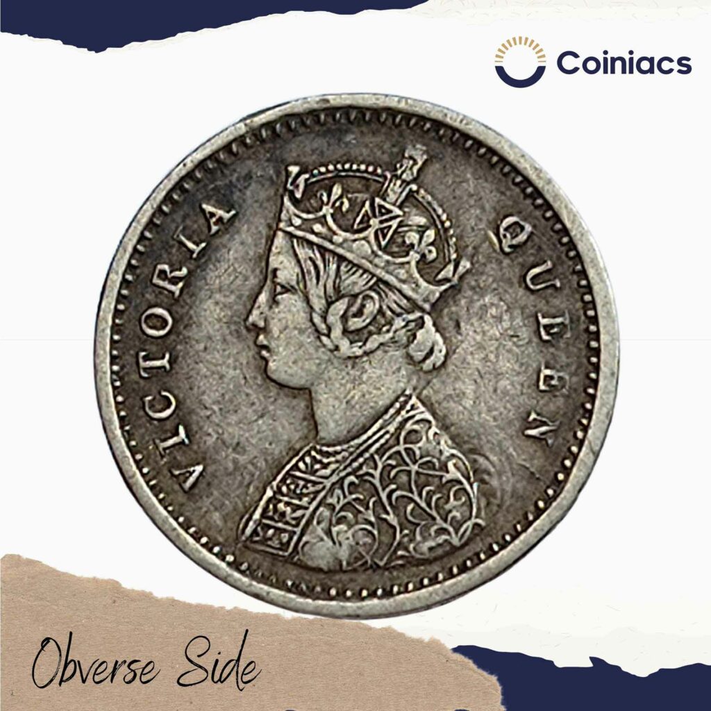 Two Annas Victoria Queen 1862 Silver Coin, British India Uniform ...
