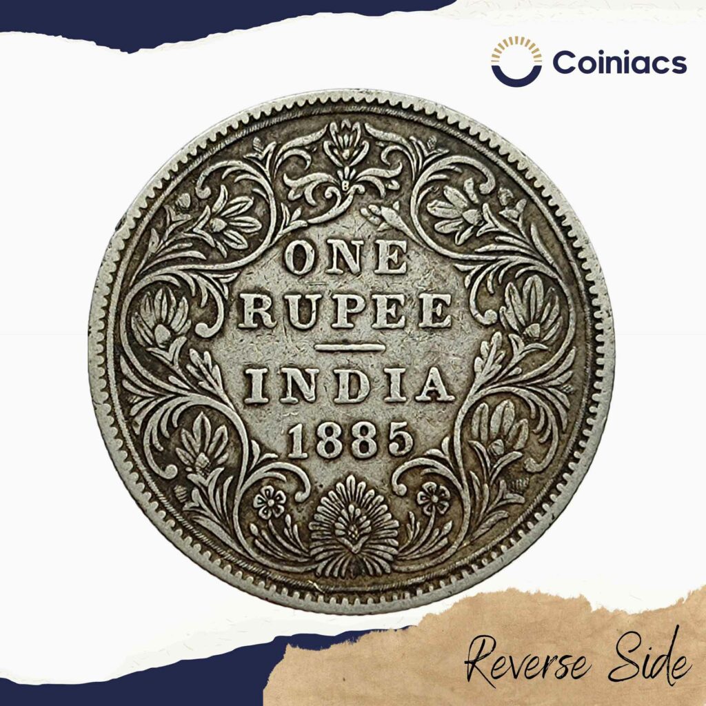 One Rupee Victoria Empress 1885 Bombay Mint Silver Coin, British India Uniform Coinage ...