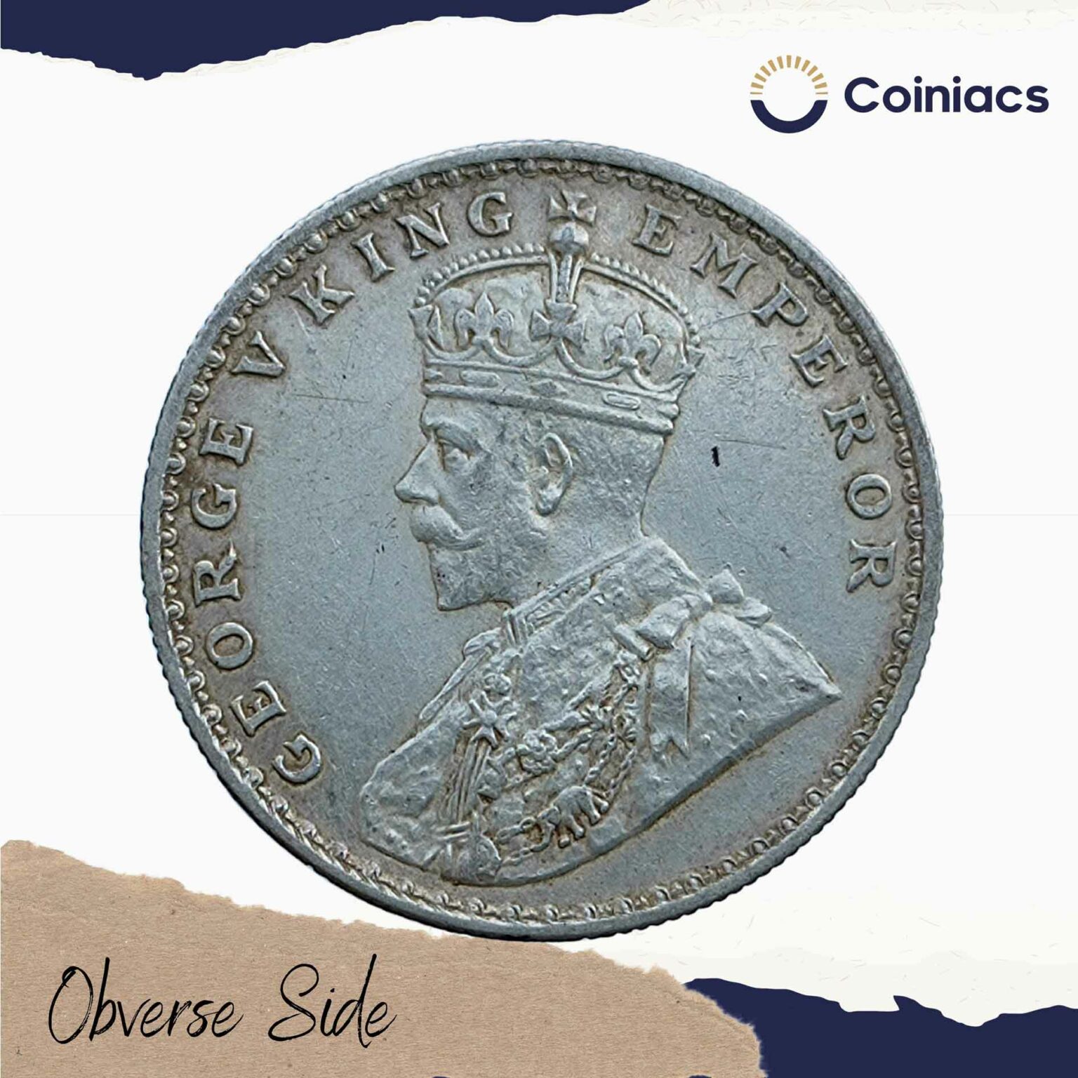 Rare One Rupee George V 1921 CE (Key Date) Bombay Mint Silver coin ...