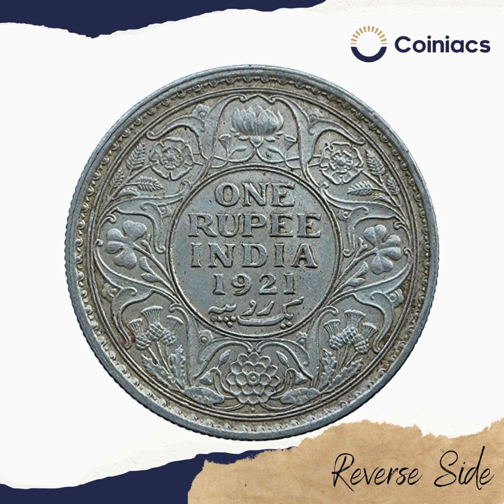 Rare One Rupee George V 1921 CE (Key Date) Bombay Mint Silver coin ...