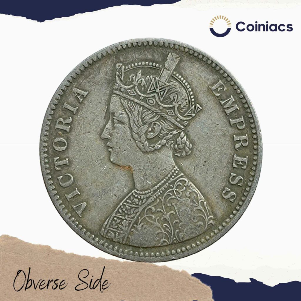 One Rupee Victoria Empress 1882 'C' Incuse Calcutta Mint Silver Coin ...