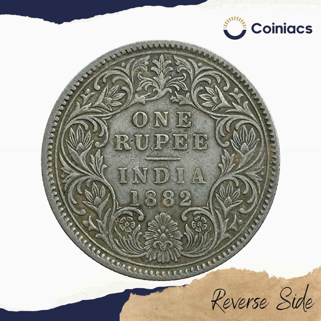 One Rupee Victoria Empress 1882 'C' Incuse Calcutta Mint Silver Coin ...