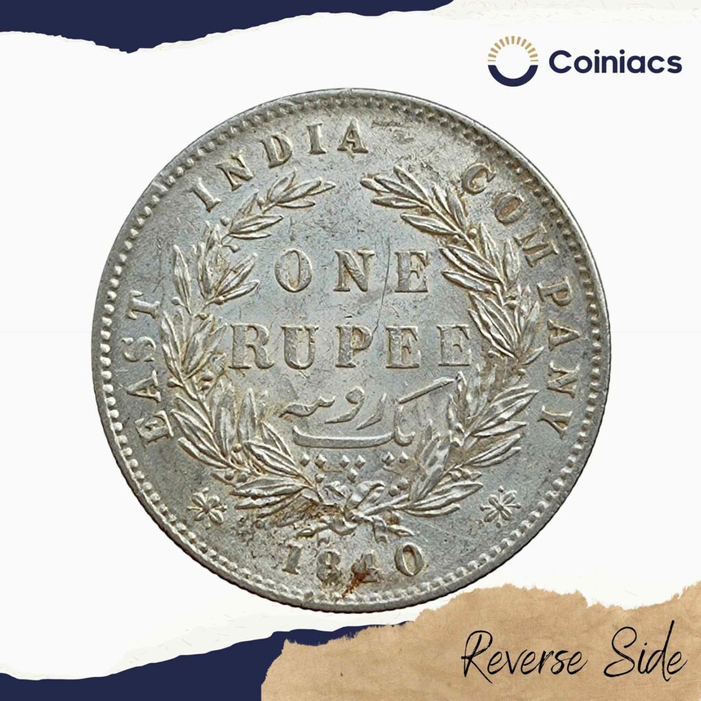 Scarce One Rupee Victoria Queen Divided Legend 1840 Silver Coin ...