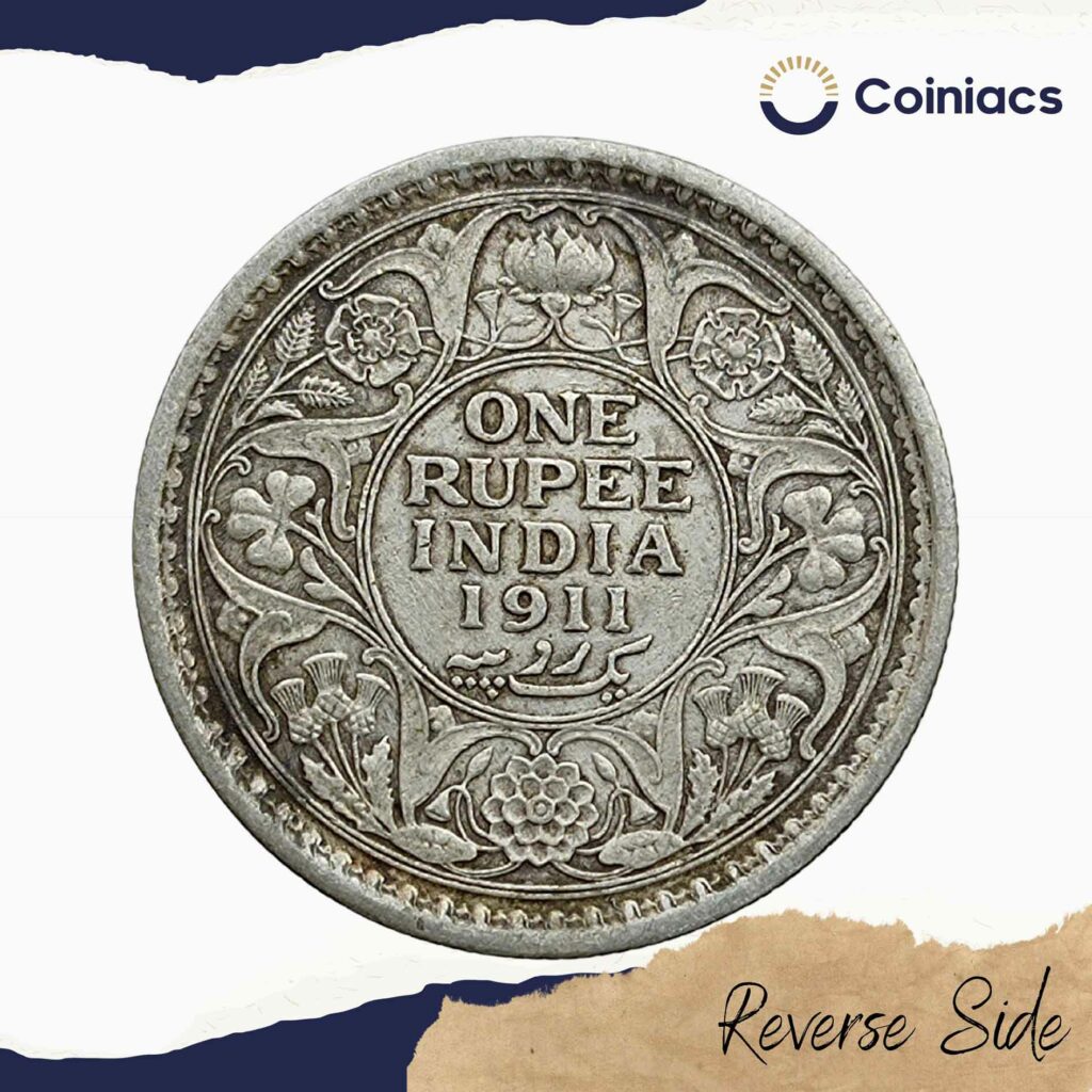 Rare One Rupee George V 1911 CE (Pig Rupee) Calcutta Mint Silver coin ...