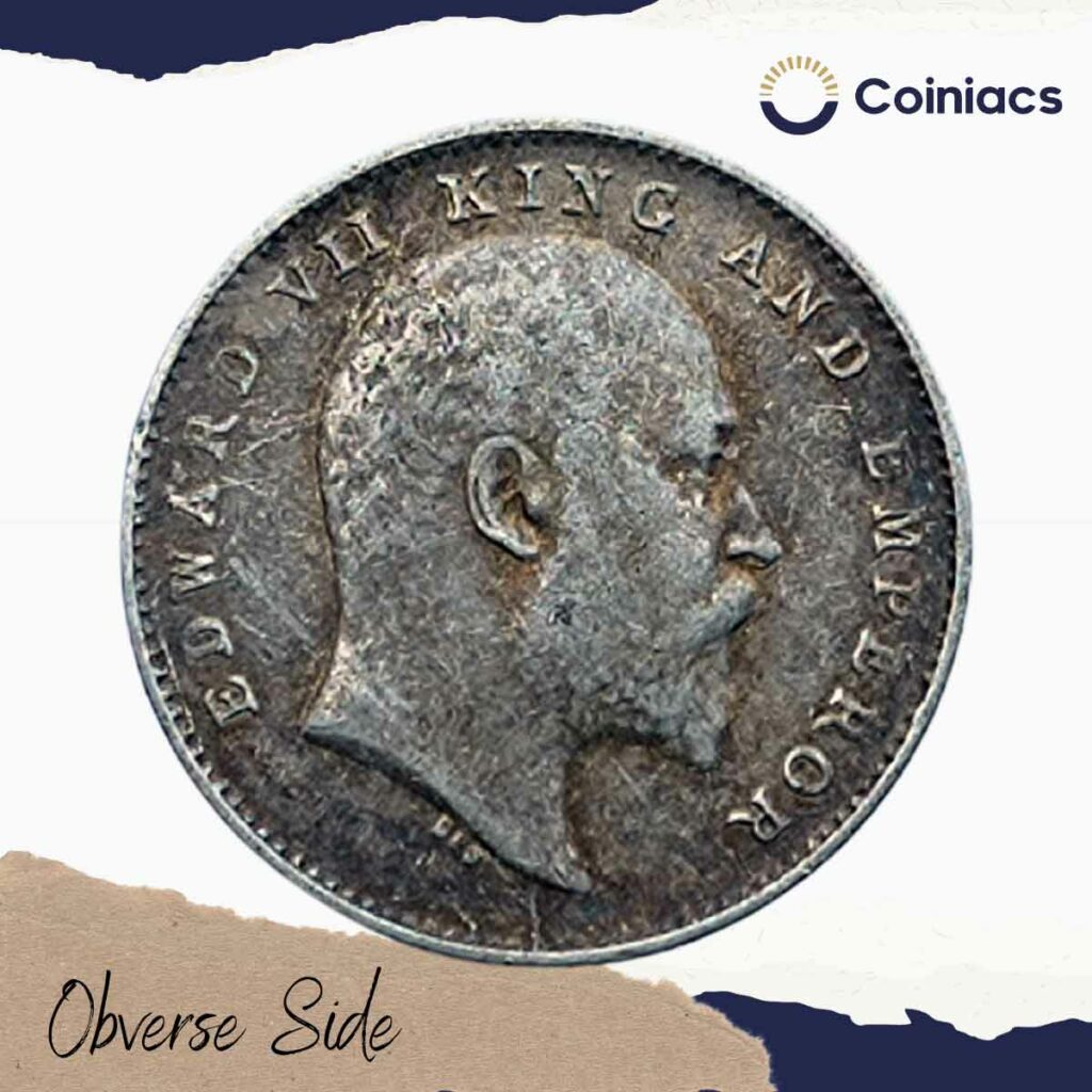 Two Annas Edward VII King And Emperor 1908 Silver Coin, British India ...
