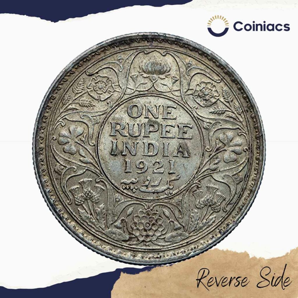 Rare One Rupee George V 1921 CE (Key Date) Bombay Mint Silver coin ...