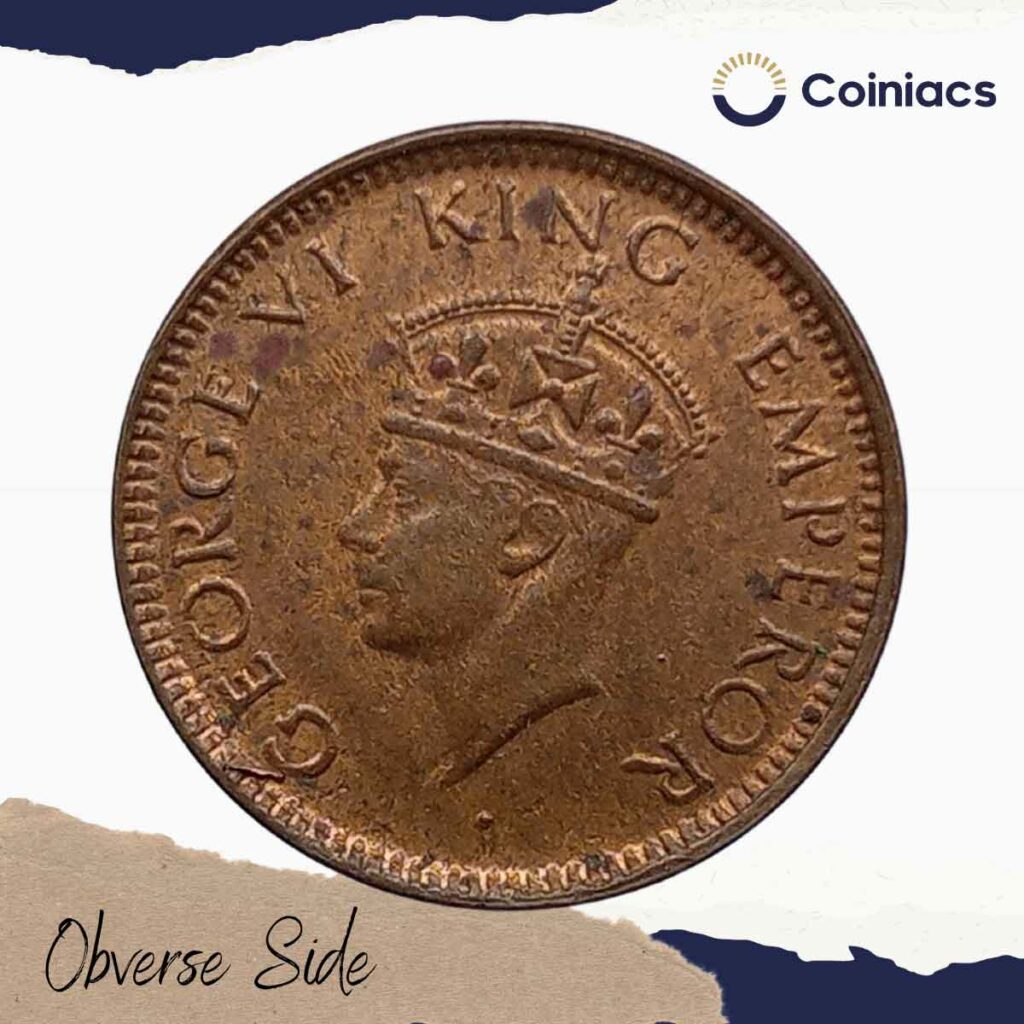Scarce 1/12 Anna George VI King Emperor 1939 Mature Head Bronze Coin ...