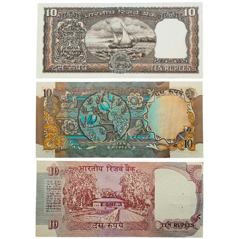 NOTAPHILY Rare Authentic Vintage set of 3 Different 10 Rupees 3 Designs ...
