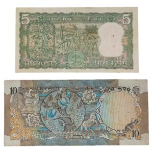 NOTAPHILY Rare Authentic Vintage set of 5 Rupees Deer & 10 Rupees ...