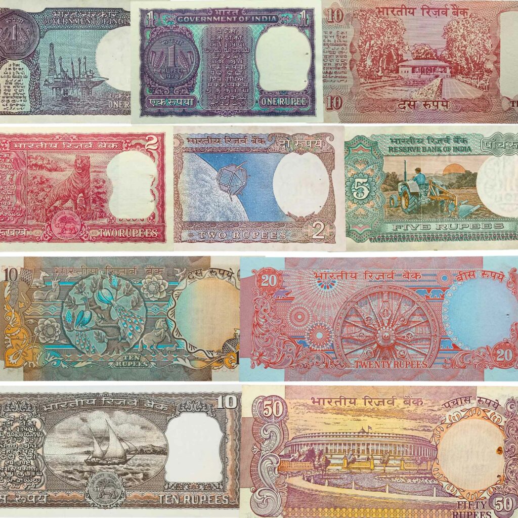 NOTAPHILY Rare Authentic Vintage Set of 1,2,5,10,20,50 Rupees (10 ...