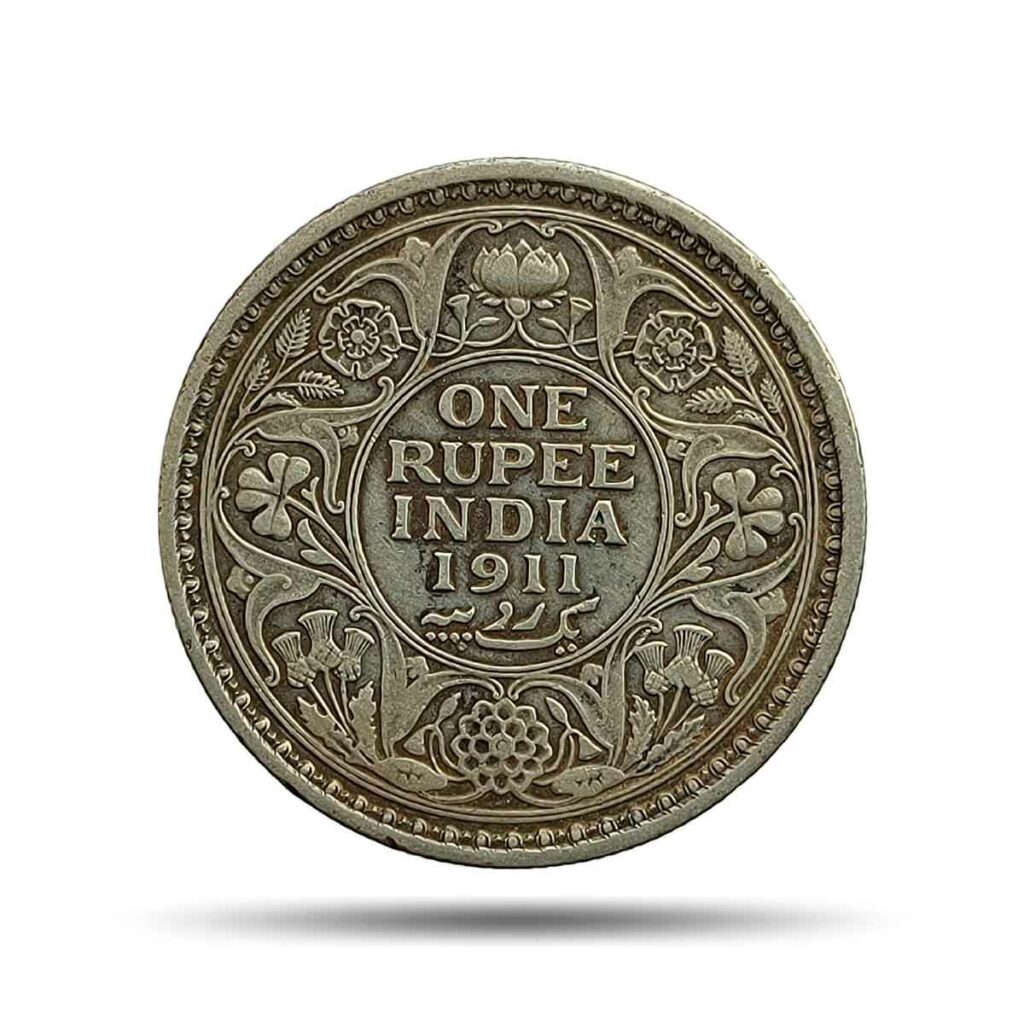 Rare One Rupee George V 1911 CE (Pig Rupee) Calcutta Mint Silver coin ...