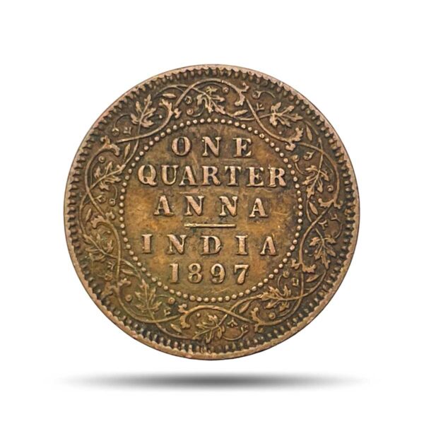 One Quarter Anna Victoria Empress 1897 (Key Date) Calcutta Mint (Obv B ...