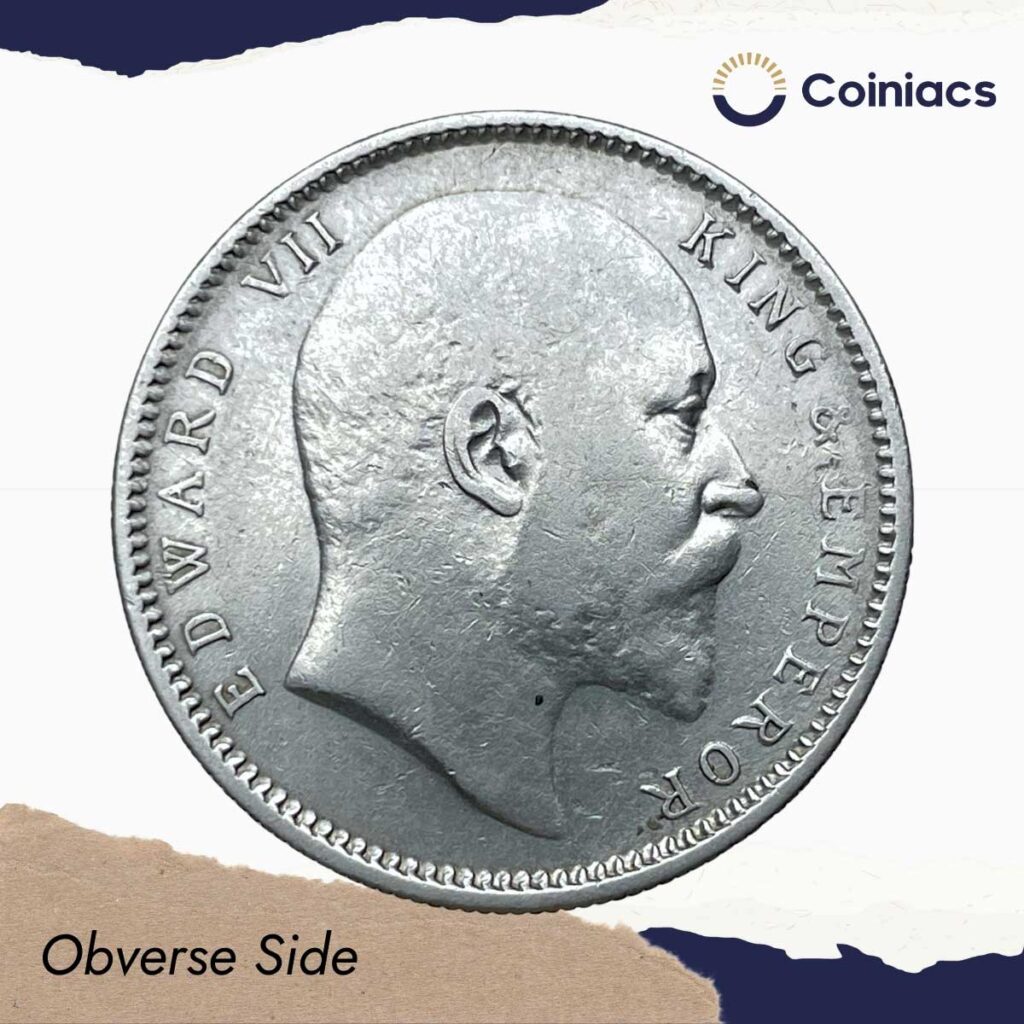Scarce One Rupee Edward VII King & Emperor 1909 CE Calcutta Mint 11.6 ...