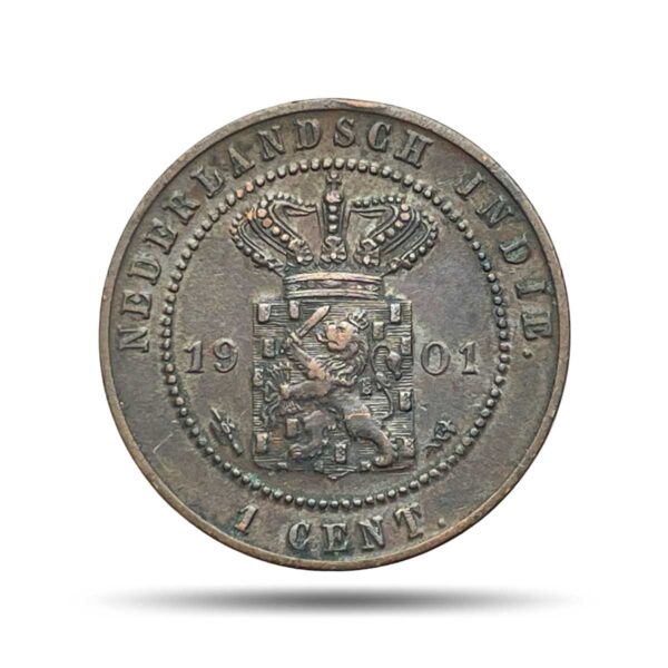 1 Cent Wilhelmina 1896 Royal Dutch Mint Copper Coin, Netherlands East ...