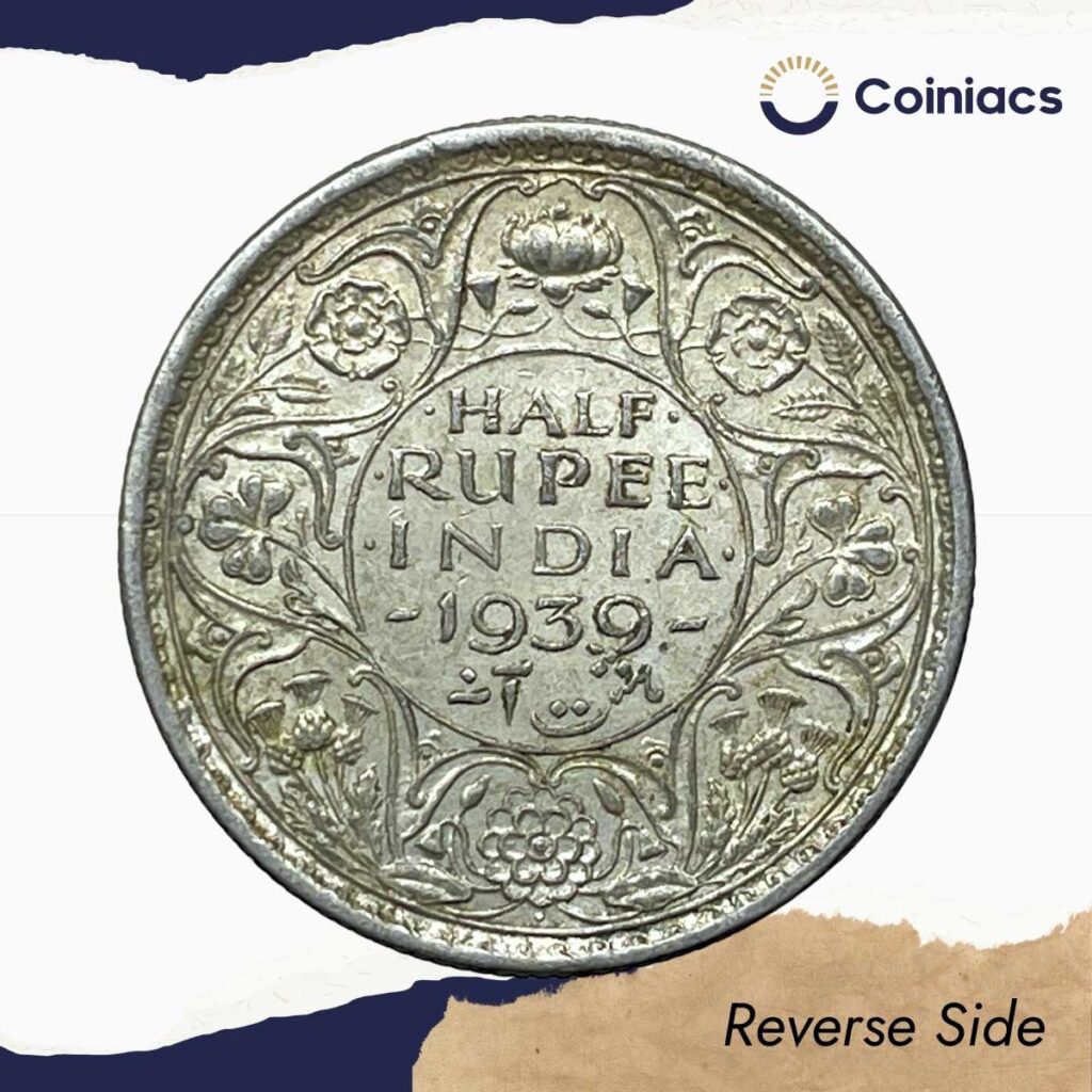 Scarce Half Rupee George VI King Emperor 1939 Bombay Mint Silver Coin ...
