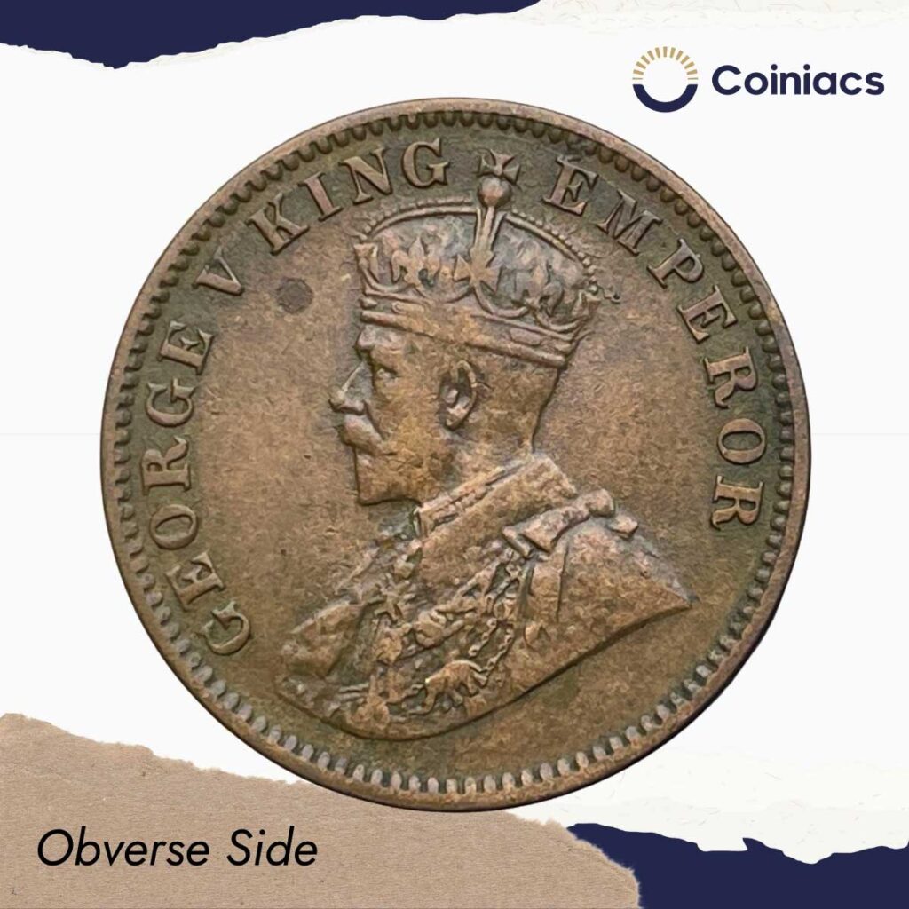 Quarter Anna George V King Emperor 1917 Calcutta Mint Bronze Coin ...