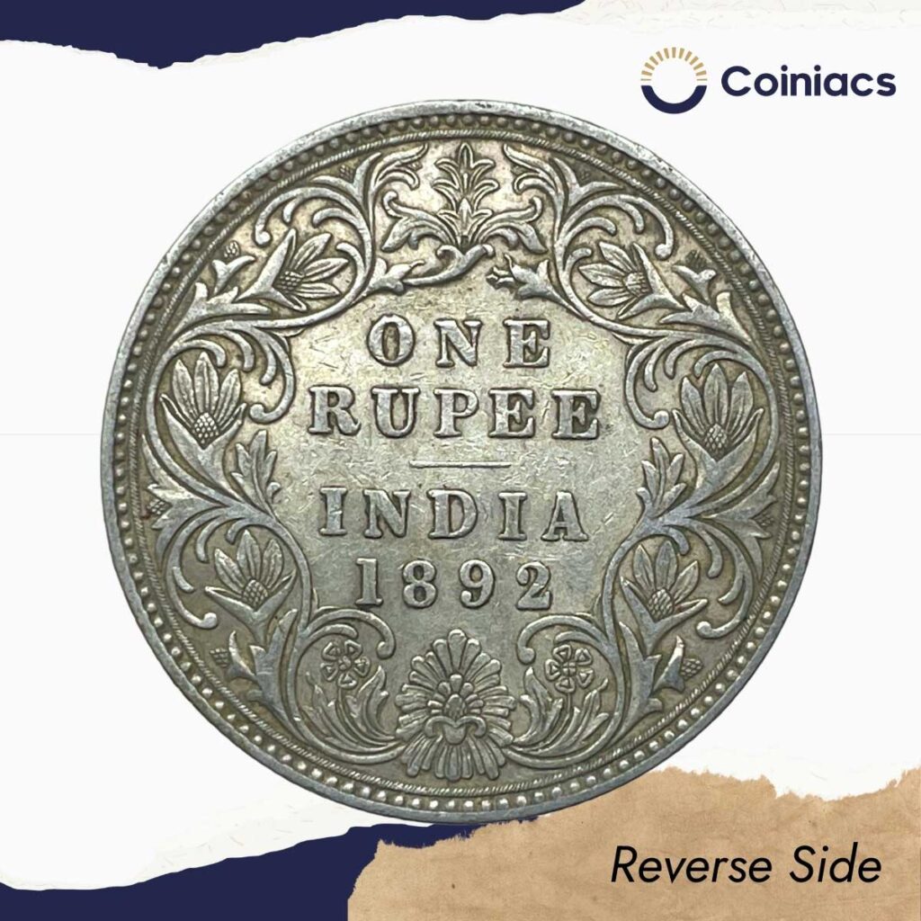 One Rupee Victoria Empress 1892 'B' Incuse Bombay Mint Silver Coin ...